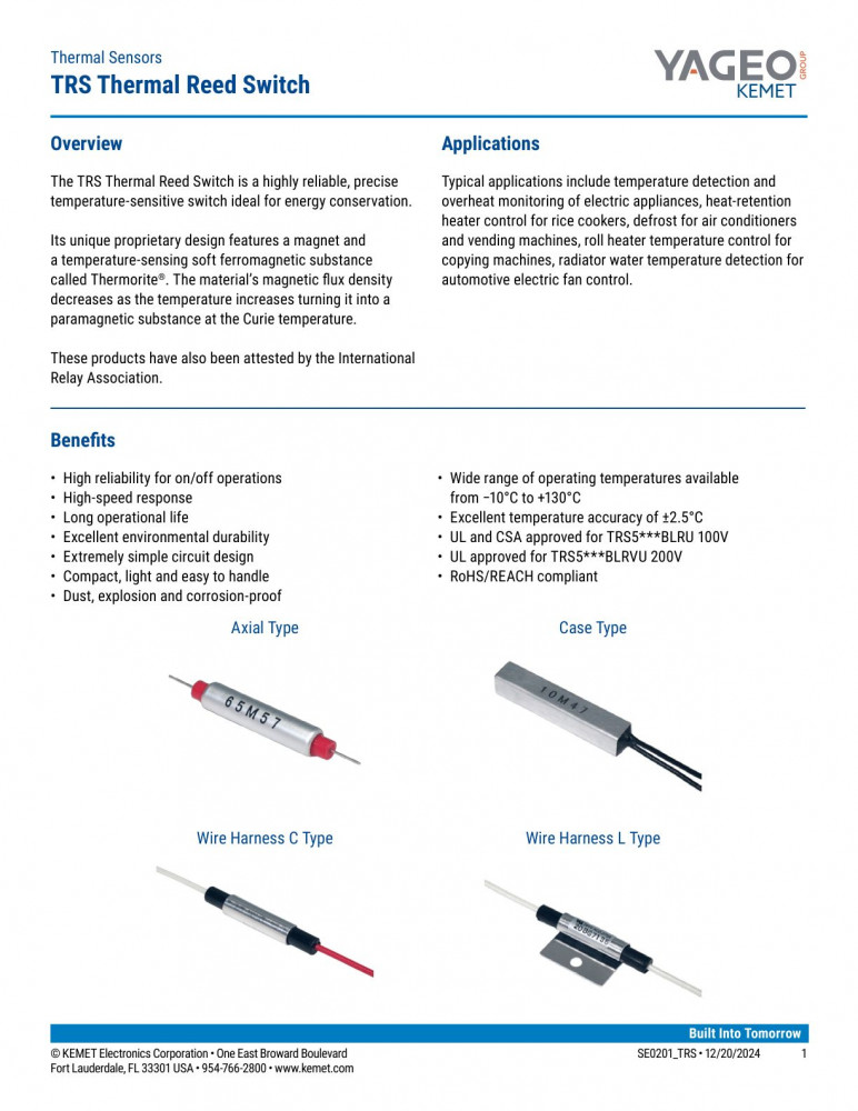 TRS thermal reed switch document page 1