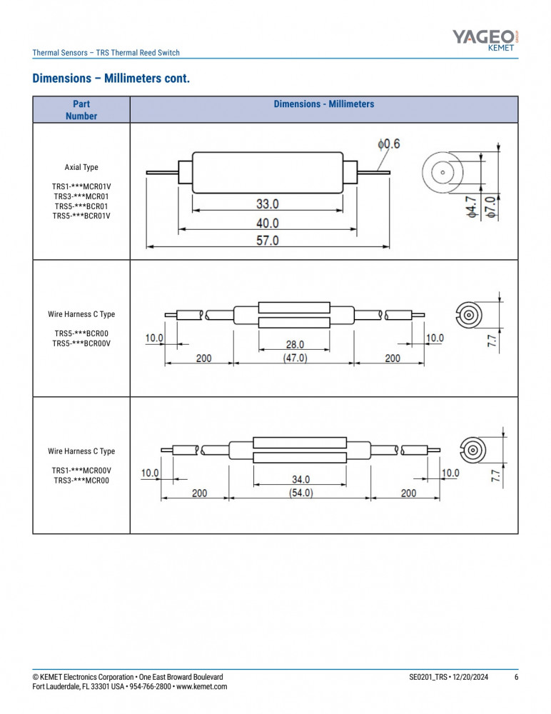 TRS thermal reed switch document page 6