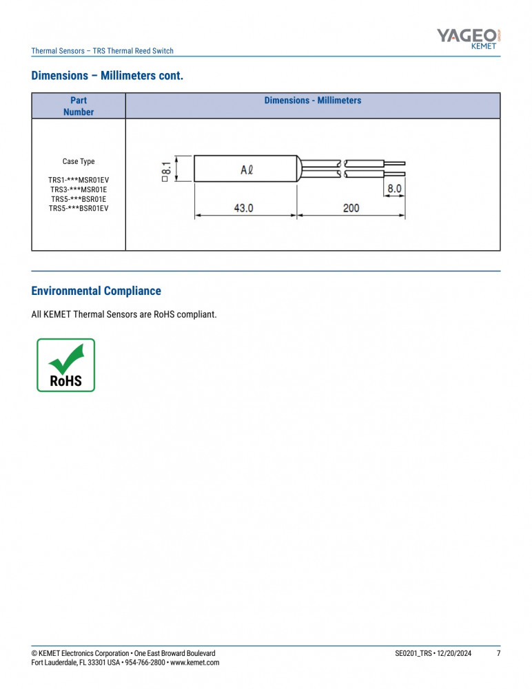 TRS thermal reed switch document page 7
