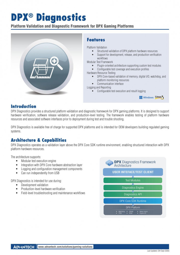 DPX Diagnostics document page 1