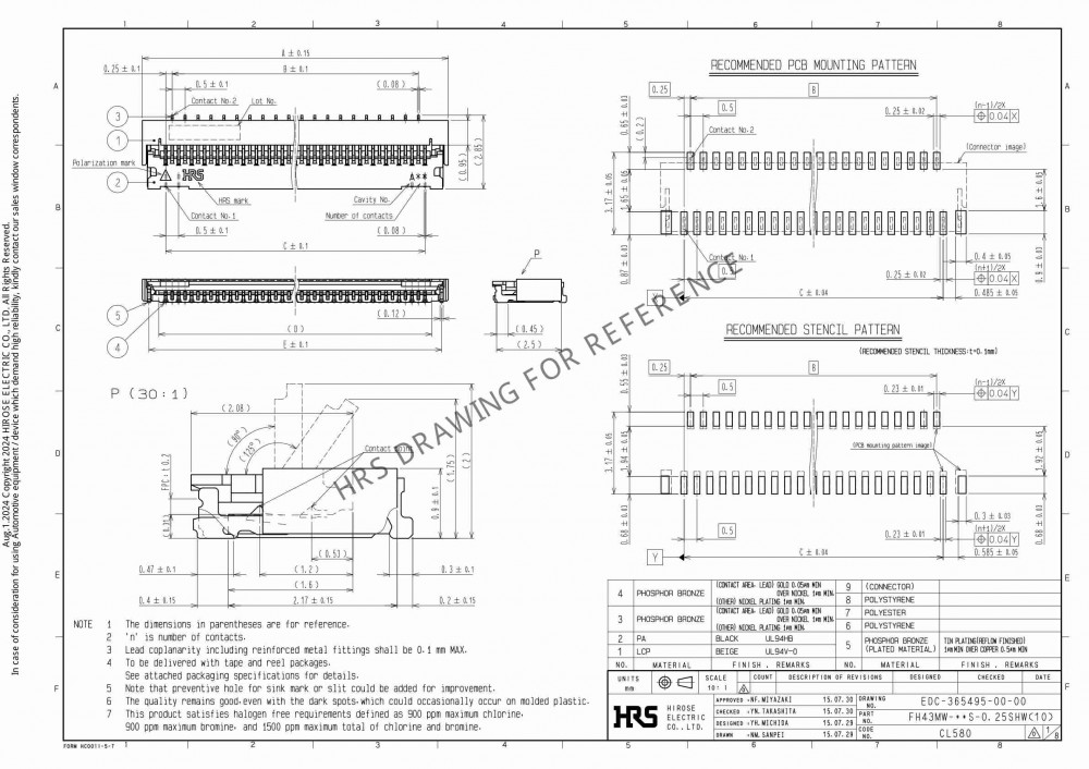 HRS FH43MW series drawing page 1