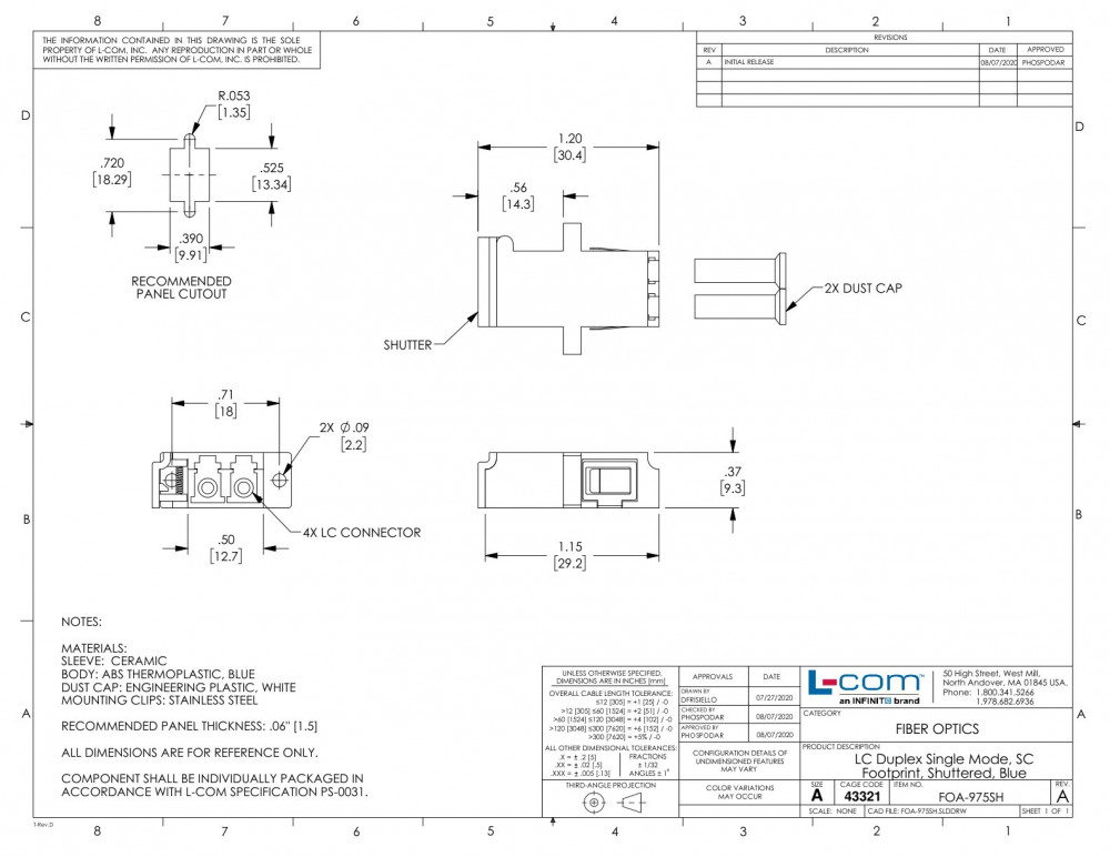 L-com FOA-975SH technical document page