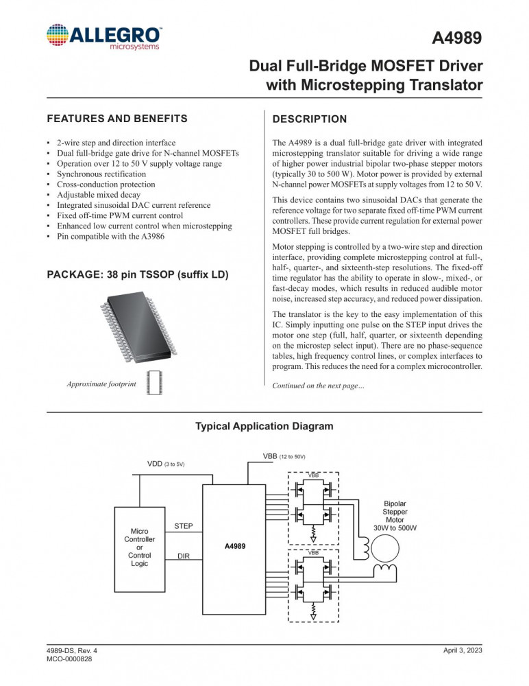 A4989 datasheet page 1