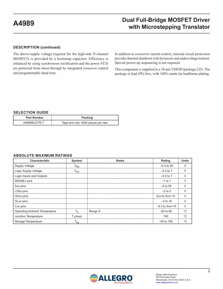 A4989 datasheet page 2
