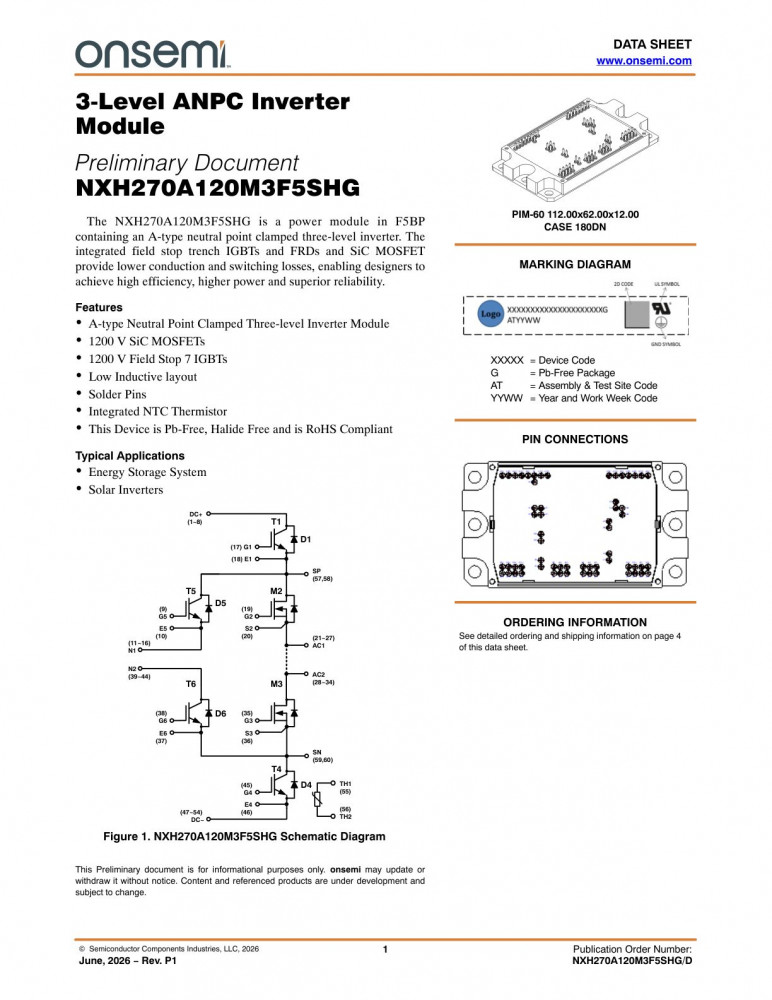 NXH270A120M3F5SHG datasheet page 1