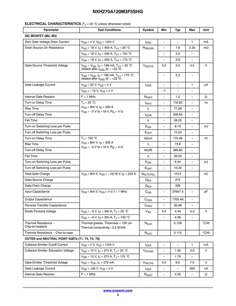 NXH270A120M3F5SHG datasheet page 3