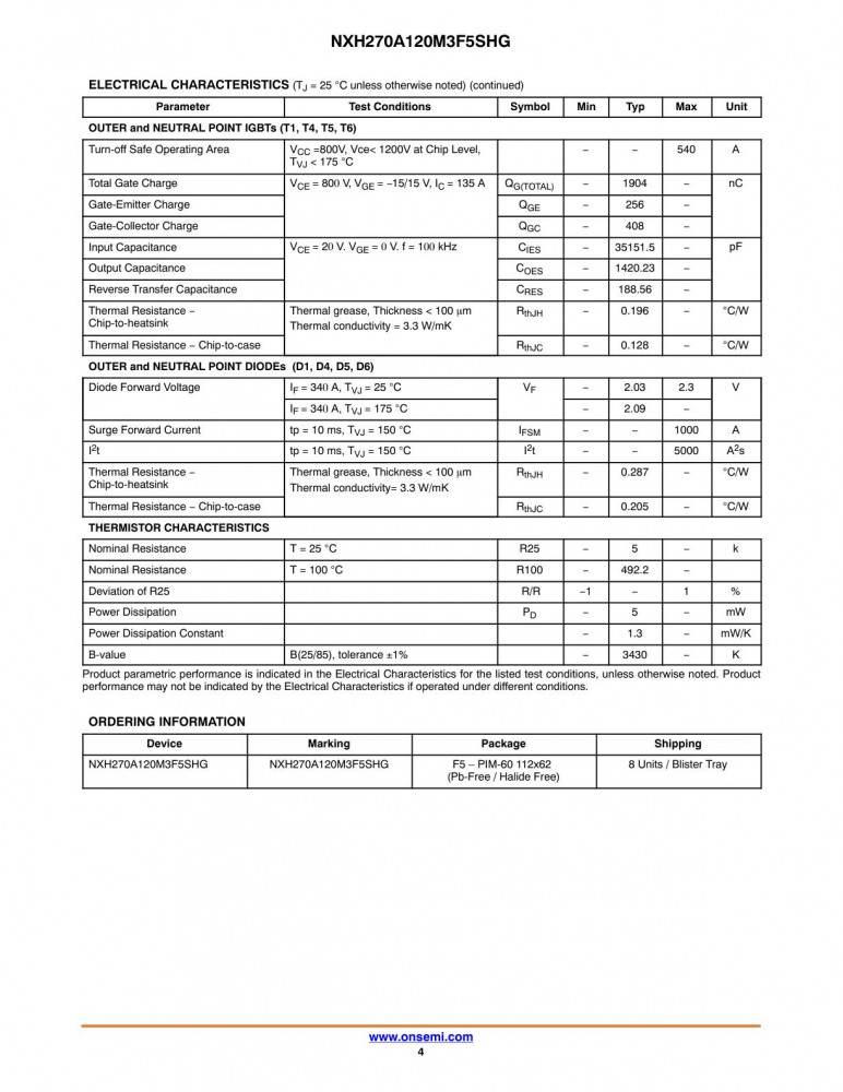 NXH270A120M3F5SHG datasheet page 4