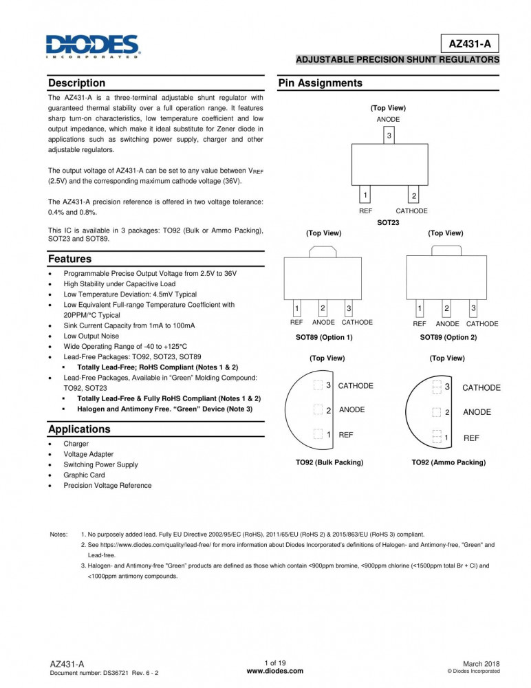 AZ431-A datasheet page 1