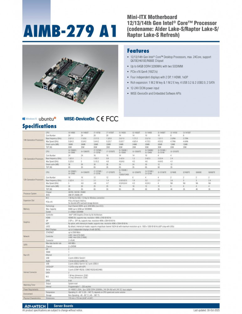 AIMB-279 A1 product documentation page 1