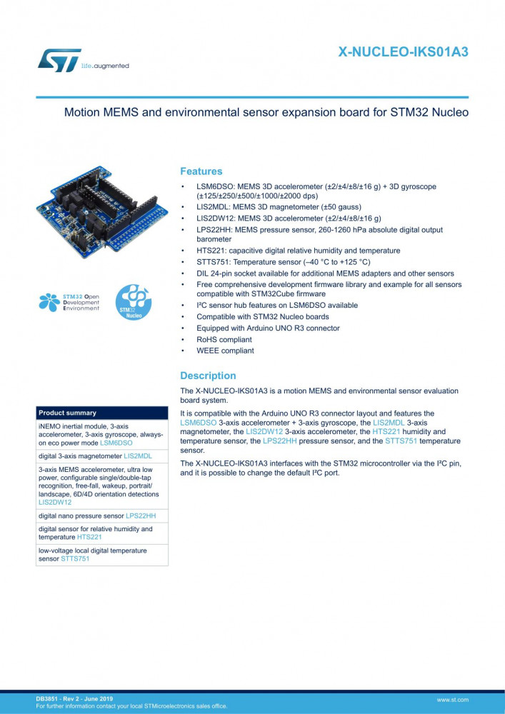 X-NUCLEO-IKS01A3 technical document page 1