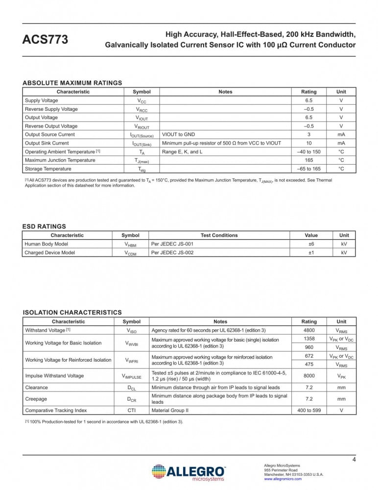 ACS773 datasheet page 4