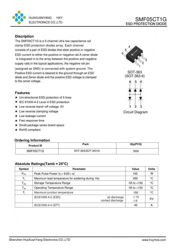 SMF05CT1G datasheet page 1