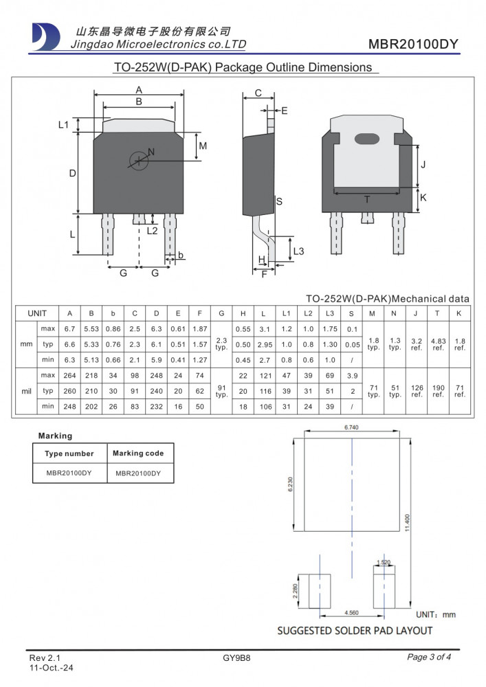 MBR20100DY datasheet page 3