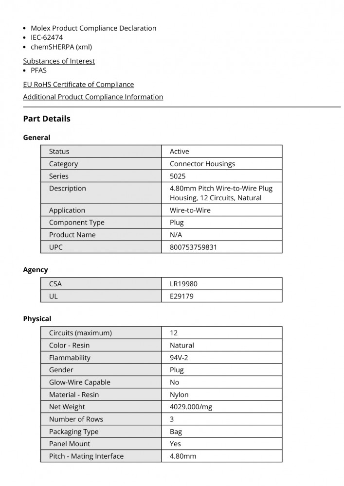MOLEX 15311121 product documentation image 2
