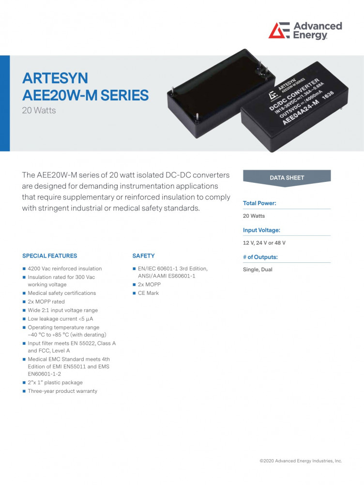 AEE20W-M datasheet page 1