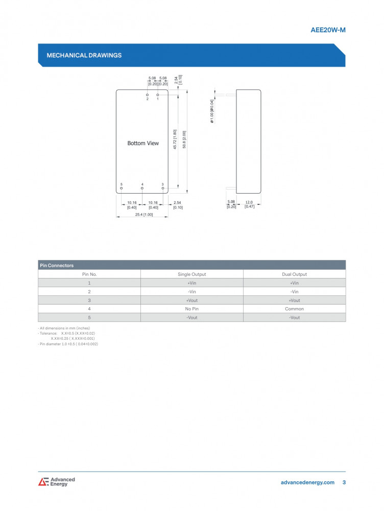 AEE20W-M datasheet page 3