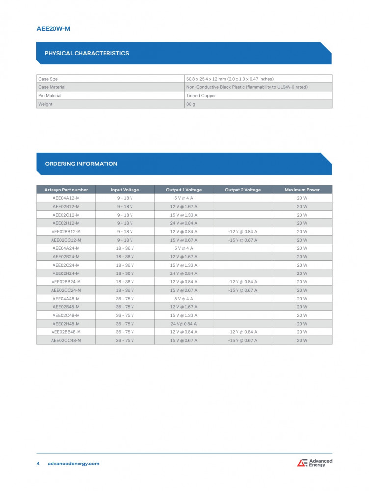 AEE20W-M datasheet page 4
