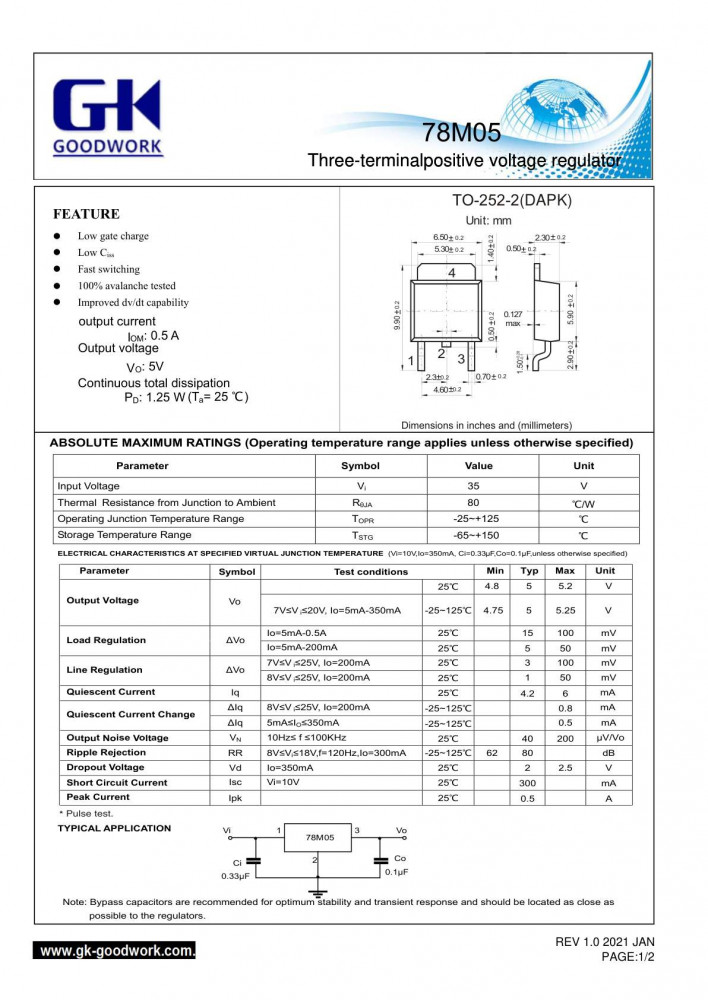 GOODWORK 78M05 datasheet page 1