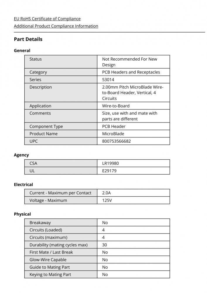 Technical document image 2 for Molex 530140410
