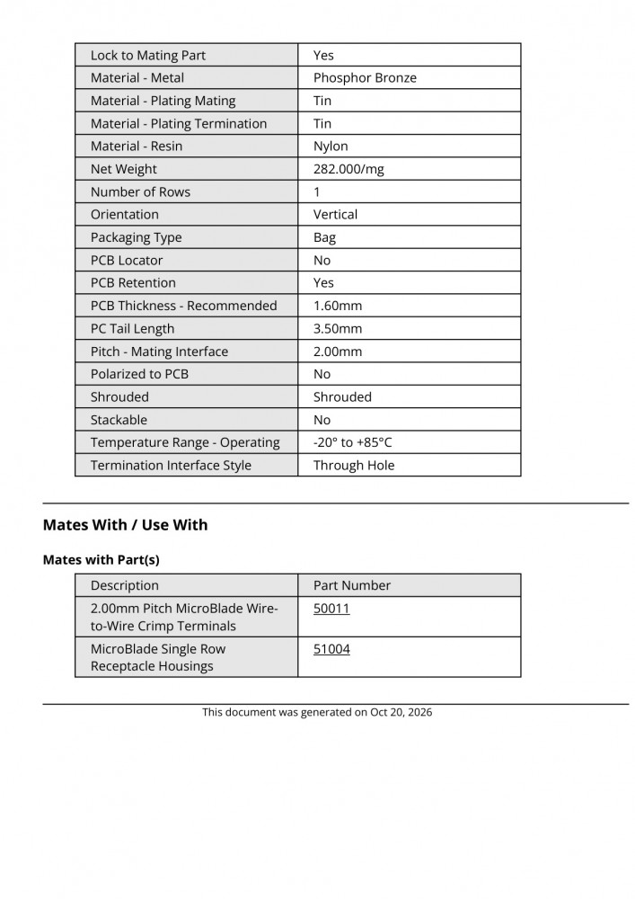 Technical document image 3 for Molex 530140410