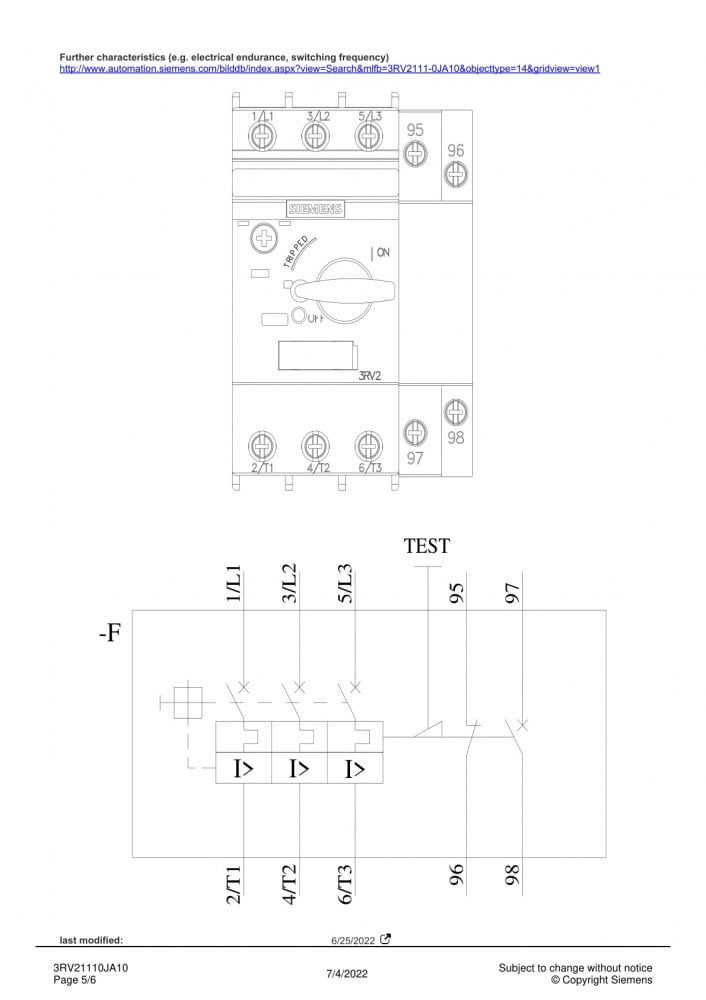 3RV21110JA10 datasheet page 5