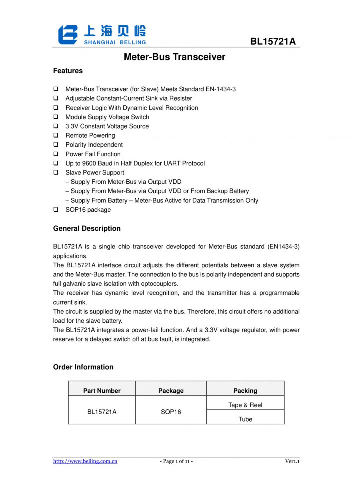 BL15721A datasheet page 1