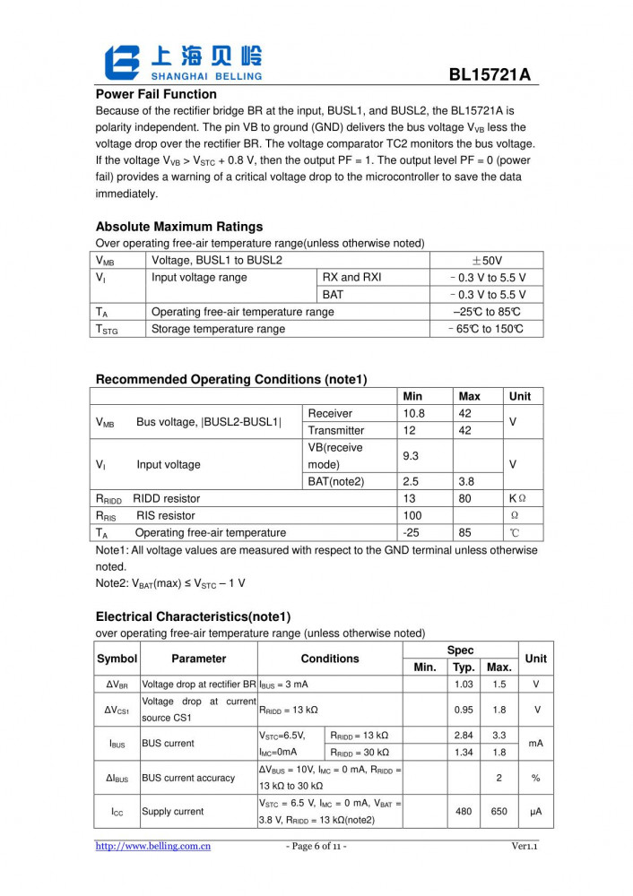 BL15721A datasheet page 6