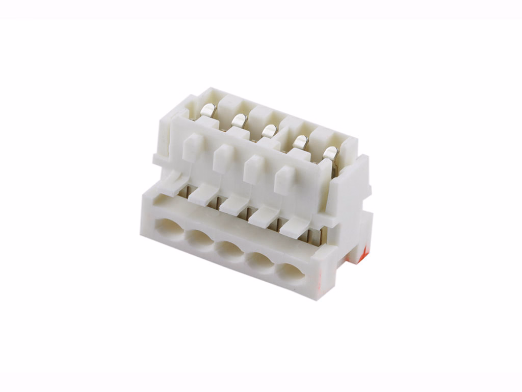 Appli-Mate RAST 2.5 IDT Housing, 2.50mm Pitch, with Side Latches, Female, 5 Circuits, Position Keys A & F Removed, Polarizing Rib Between 1/2