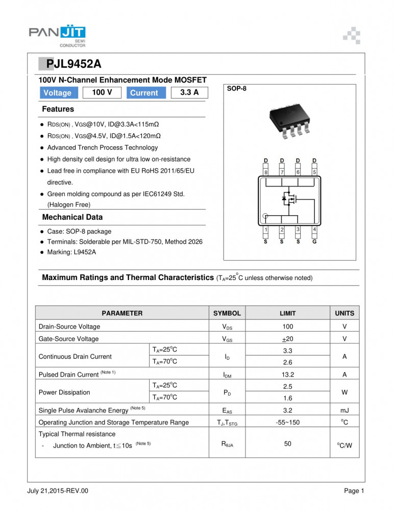 PJL9452A datasheet page 1
