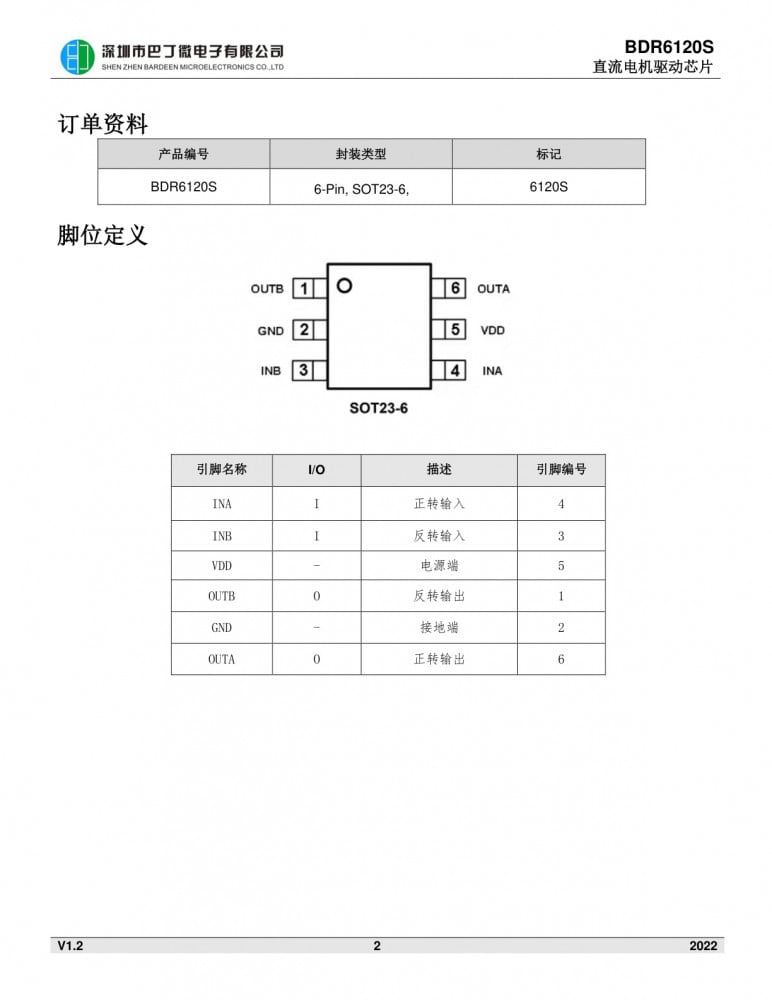 BDR6120S datasheet page 2