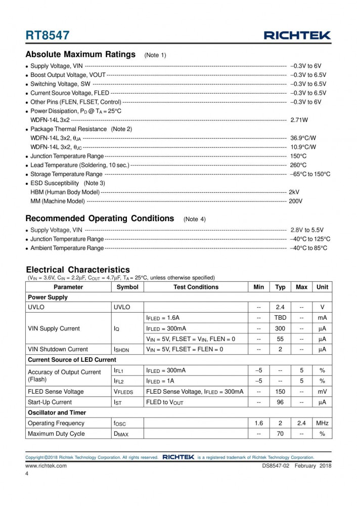 RT8547 datasheet page 4