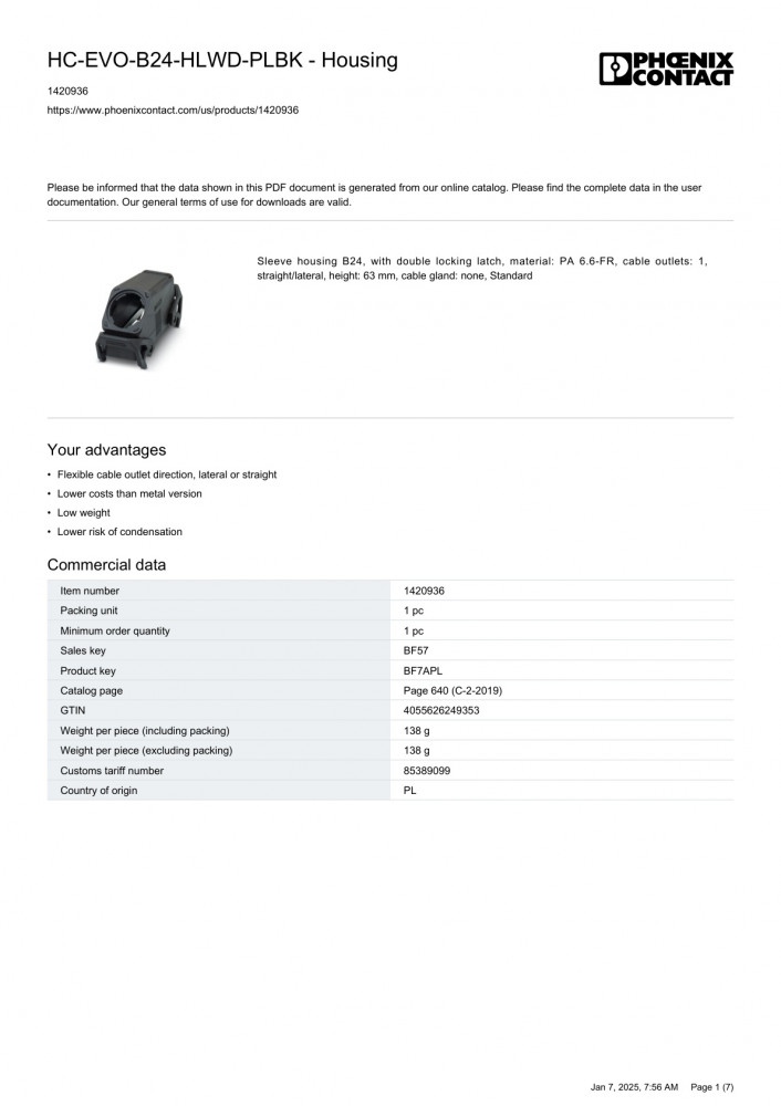 Phoenix Contact 1420936 technical document page 1