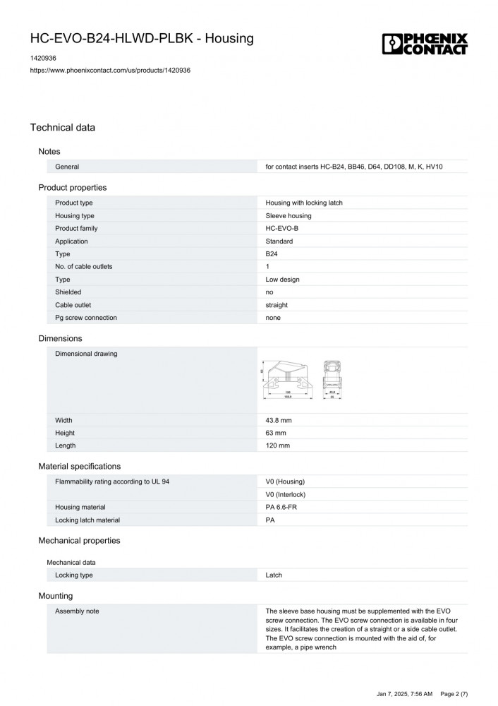 Phoenix Contact 1420936 technical document page 2