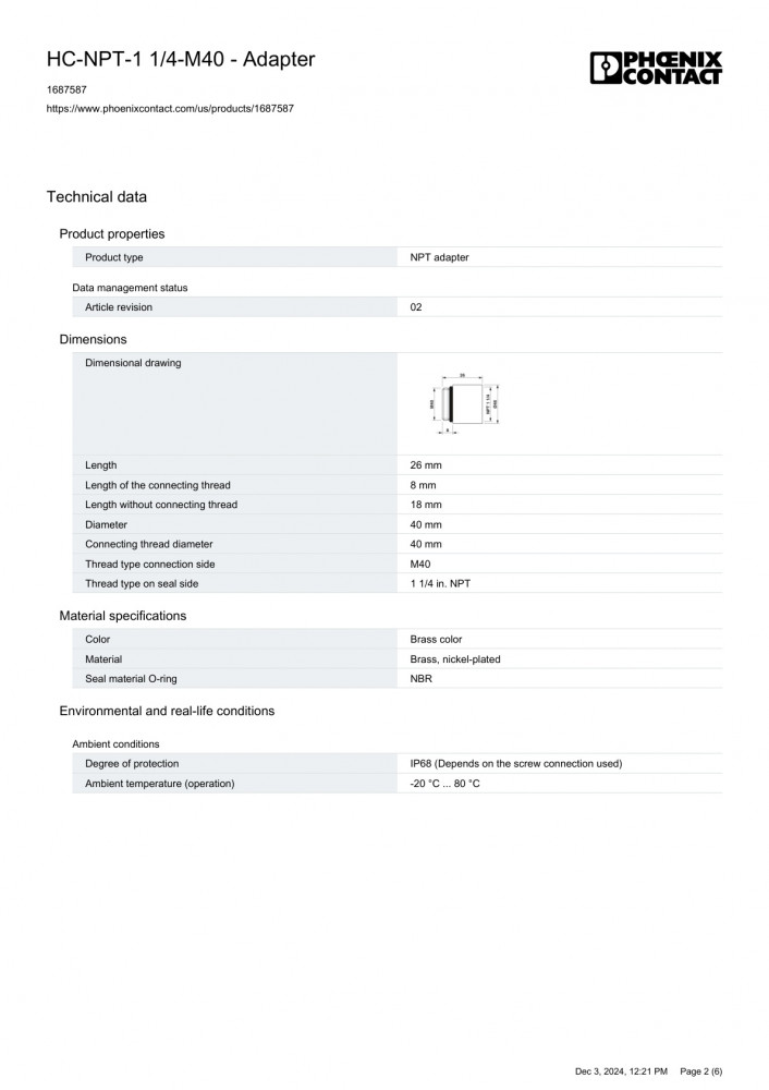 Phoenix Contact 1687587 technical document page 2