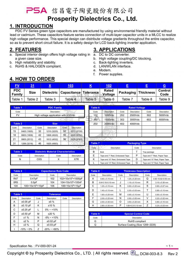 PSA FV Series datasheet page 3