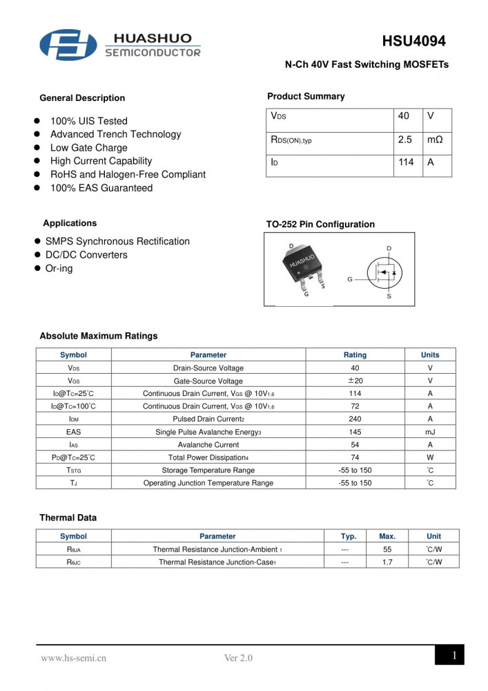 HSU4094 datasheet page 1