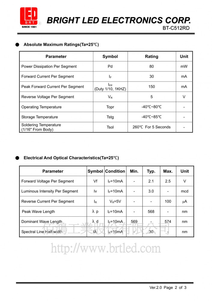 BT-C512RD technical document page 2