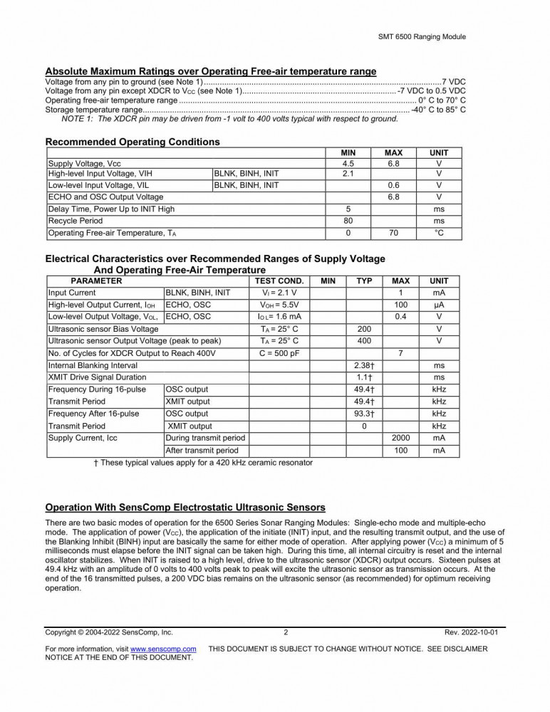 SensComp 615078LF datasheet page 2