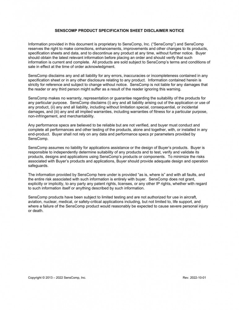 SensComp 615078LF datasheet page 8