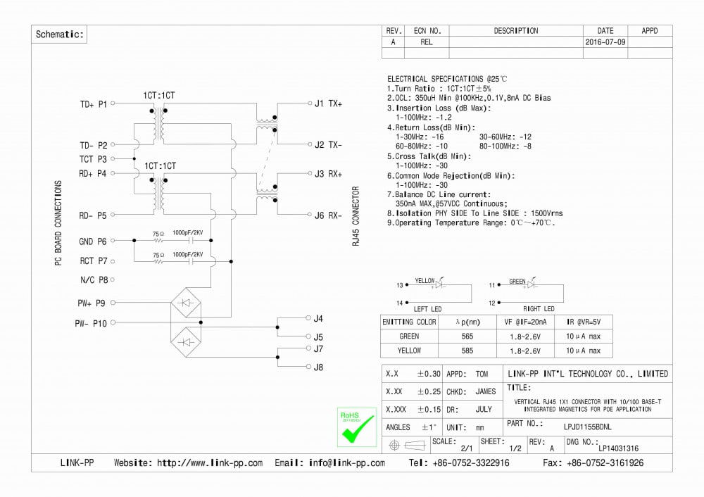 LPJD1155BDNL technical drawing page 1