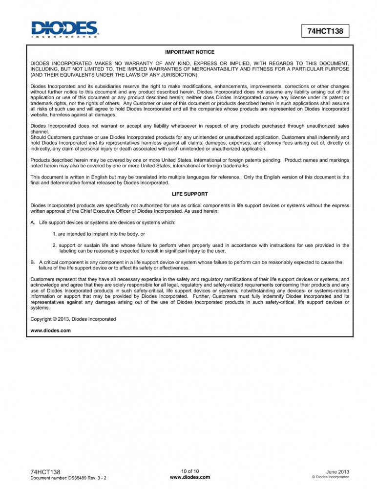 74HCT138S16-13 datasheet page 10