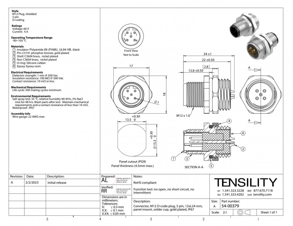 54-00379 product drawing, revision A
