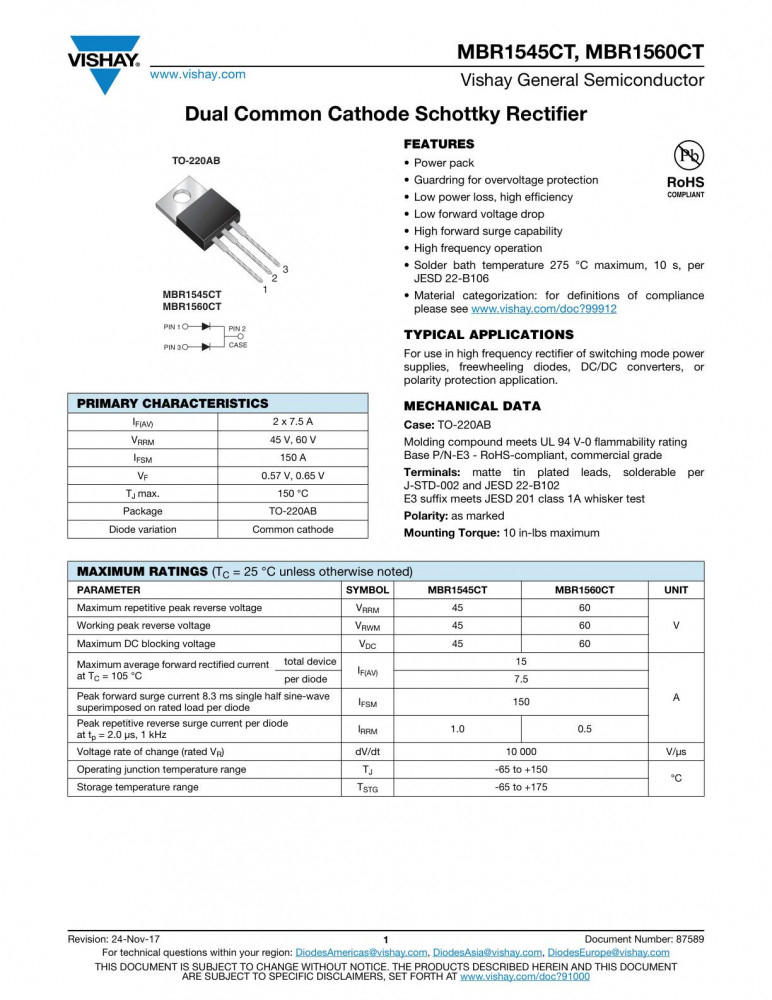 MBR15 datasheet page 1