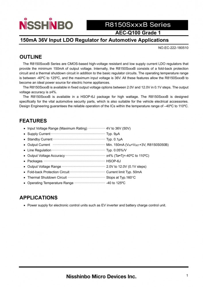 R8150 datasheet page 1