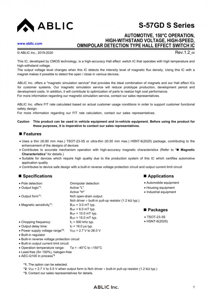 S-57GDNL1S-A6T8U datasheet page 1