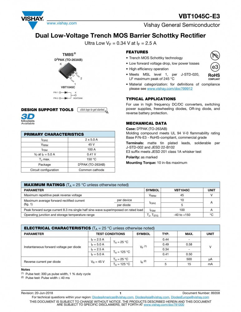 VBT1045C-E3 datasheet page 1