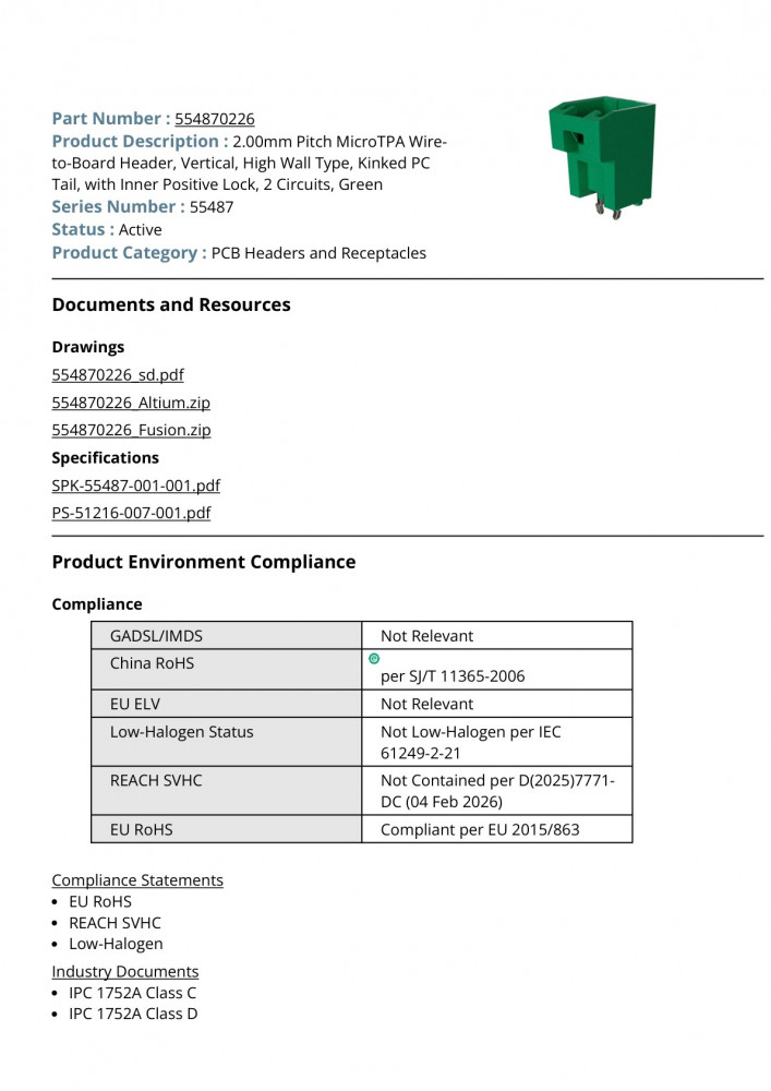MOLEX 554870226 technical document image 1