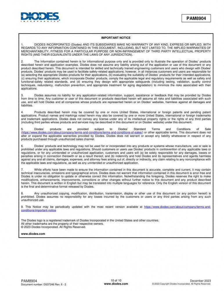 PAM8904JPR datasheet page 10