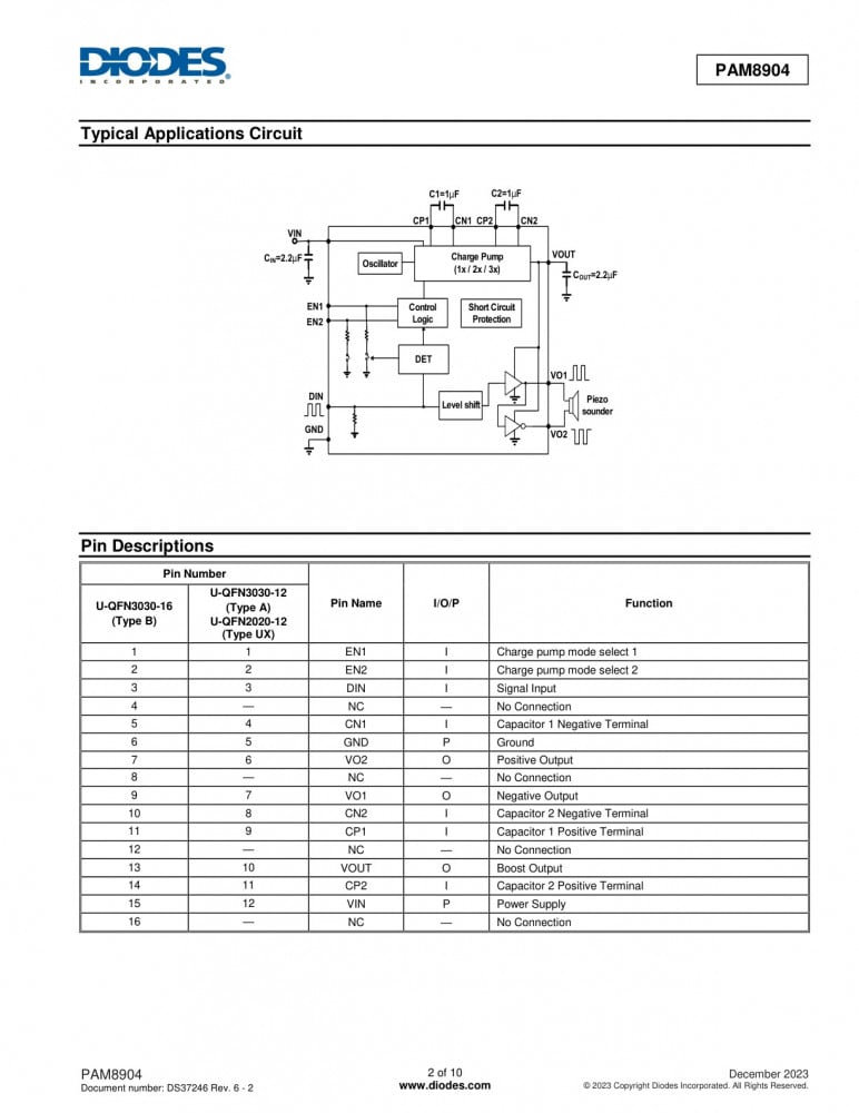 PAM8904JPR datasheet page 2