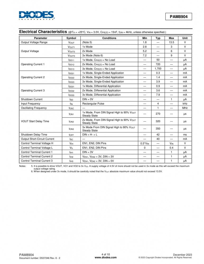 PAM8904JPR datasheet page 4